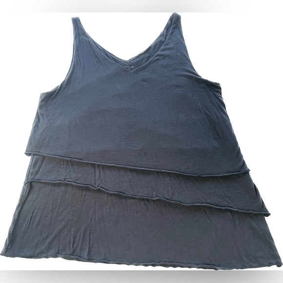 Garnet Hill | Tops | Garnet Hill Cottonmodal Layered Ruffled Charcoal ...